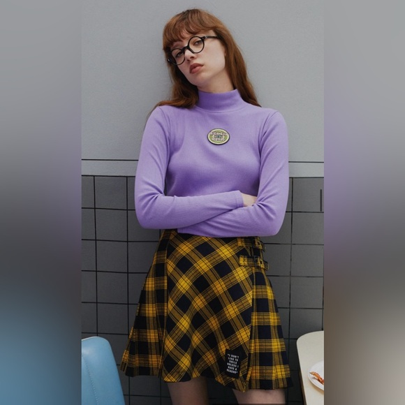 Lazy Oaf | Skirts | Lazy Oaf X Daria Yellow Black Pleated Plaid Skirt ...